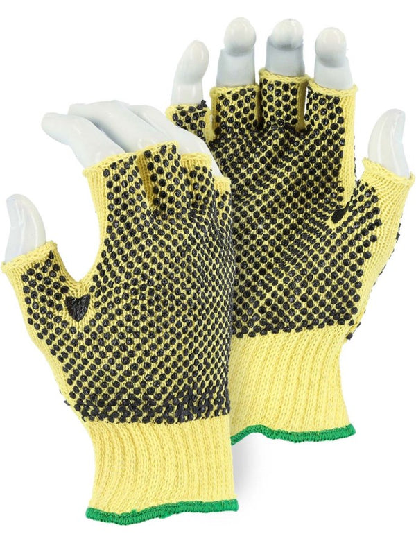 ANSI A2 Fingerless Cut-Resistant Gloves | Kevlar, PVC Dots, 10g - BRITE ...